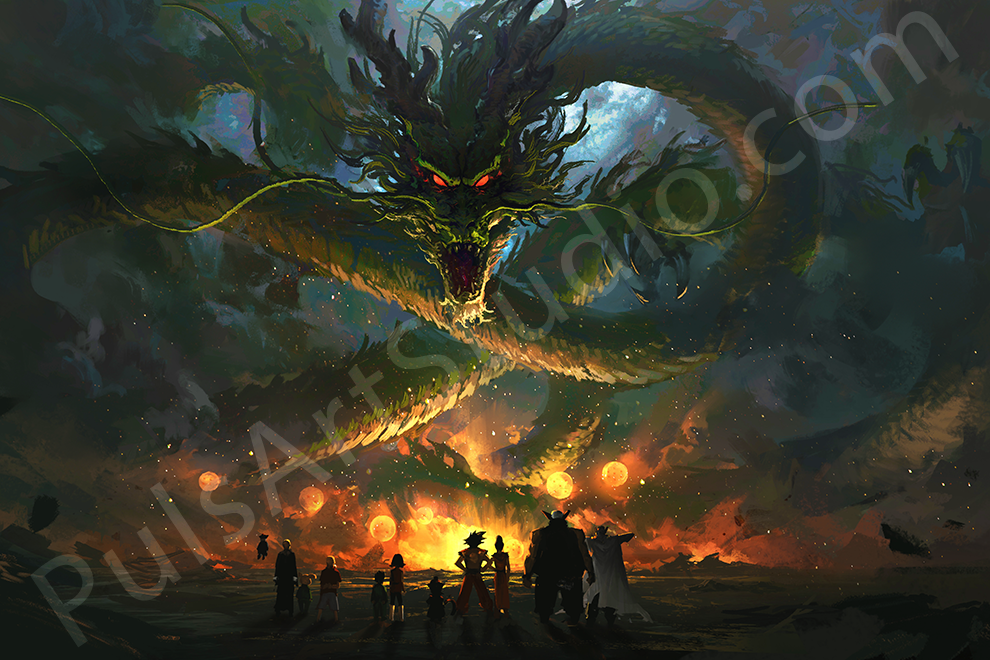 Shenron Poster from Dragon Ball, Art by Leo – PulsArt Studio
