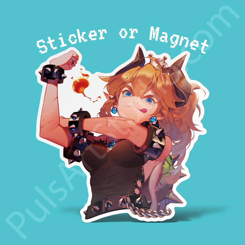 Bowsette Sticker or Magnet | Super Mario | For Laptops, Cars, Water ...