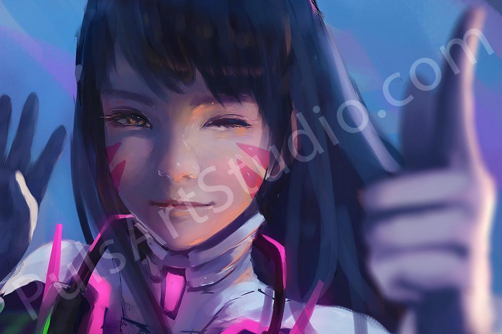 Large D.Va Poster from Overwatch, art by WLOP – PulsArt Studio