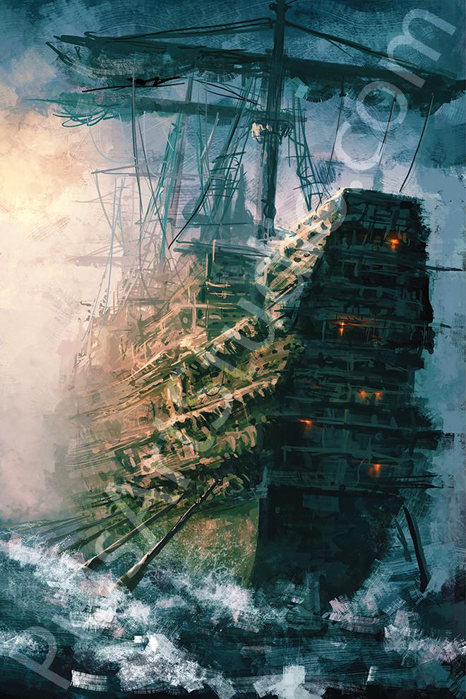 Large Poster of "Ghost Ship" (original art) by WLOP – PulsArt Studio