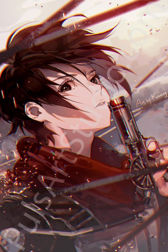 Large Mikasa Poster from Attack on Titan, art by Kawacy – PulsArt Studio