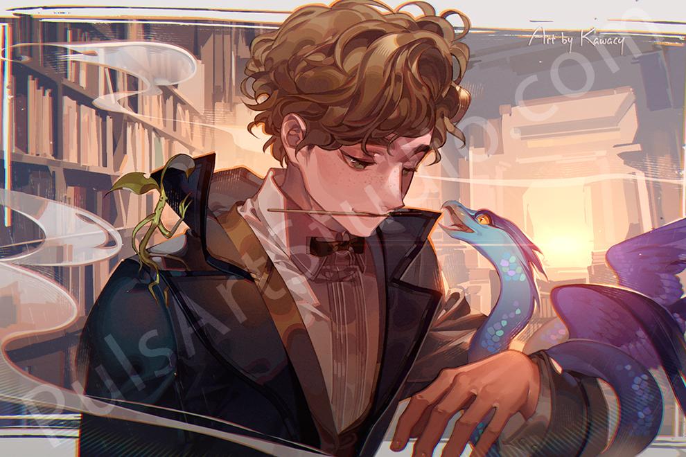Large Newt Scamander Poster from Fantastic Beasts, art by Kawacy ...