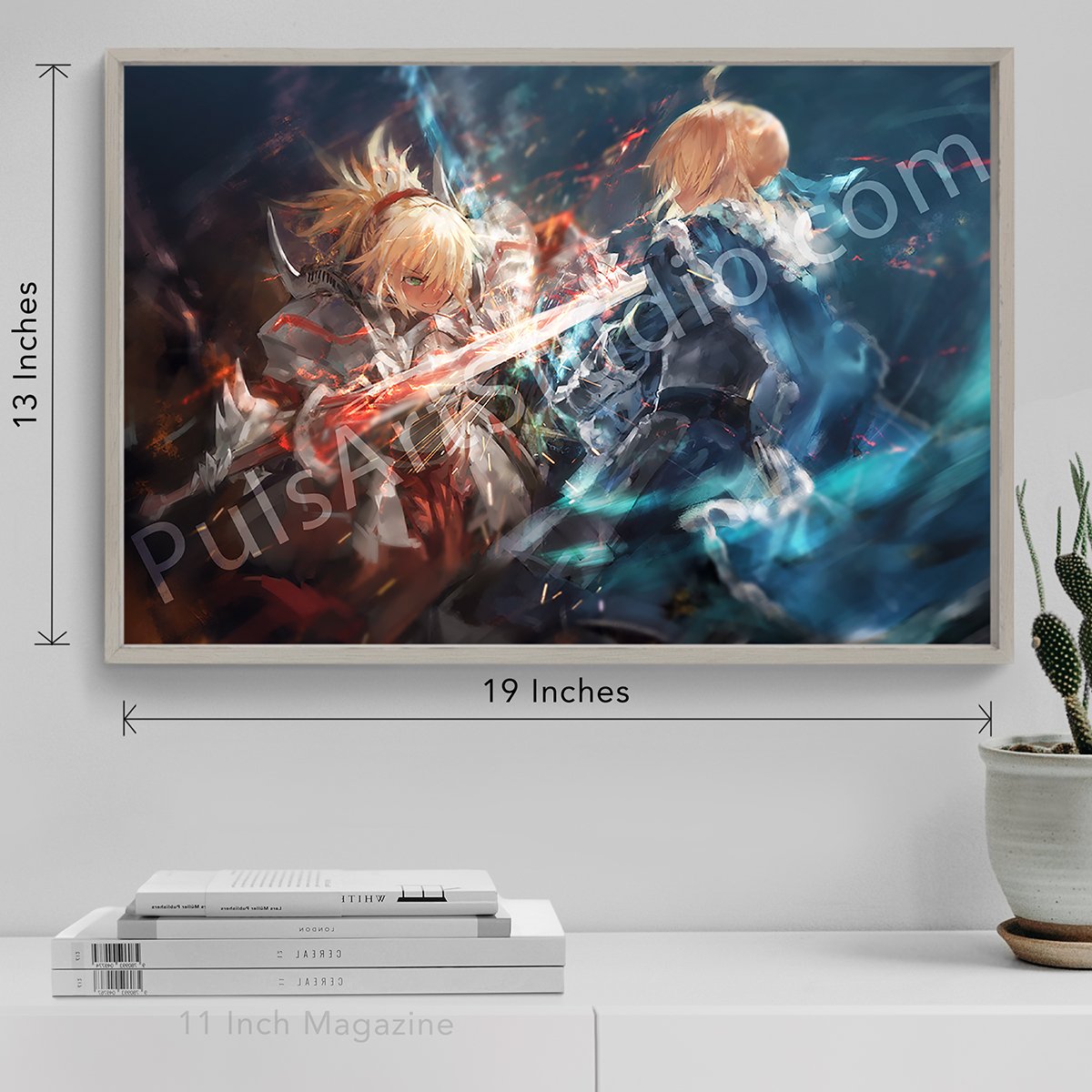Large Saber vs Mordred Poster from Fate, art by Azomo – PulsArt Studio