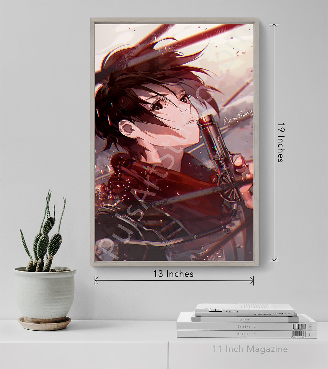 Large Mikasa Poster from Attack on Titan, art by Kawacy – PulsArt Studio