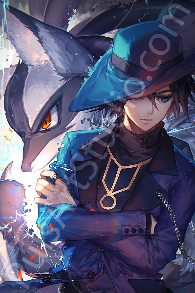 Large Riley & Lucario Poster from Pokemon, art by Kawacy – PulsArt Studio
