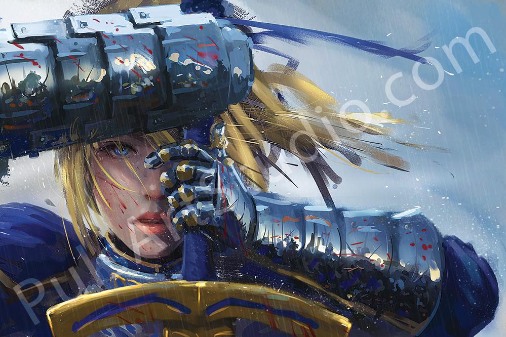 Large Saber Poster from Fate, art by WLOP – PulsArt Studio