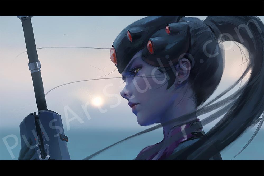 Large Widowmaker Poster from Overwatch, art by WLOP – PulsArt Studio